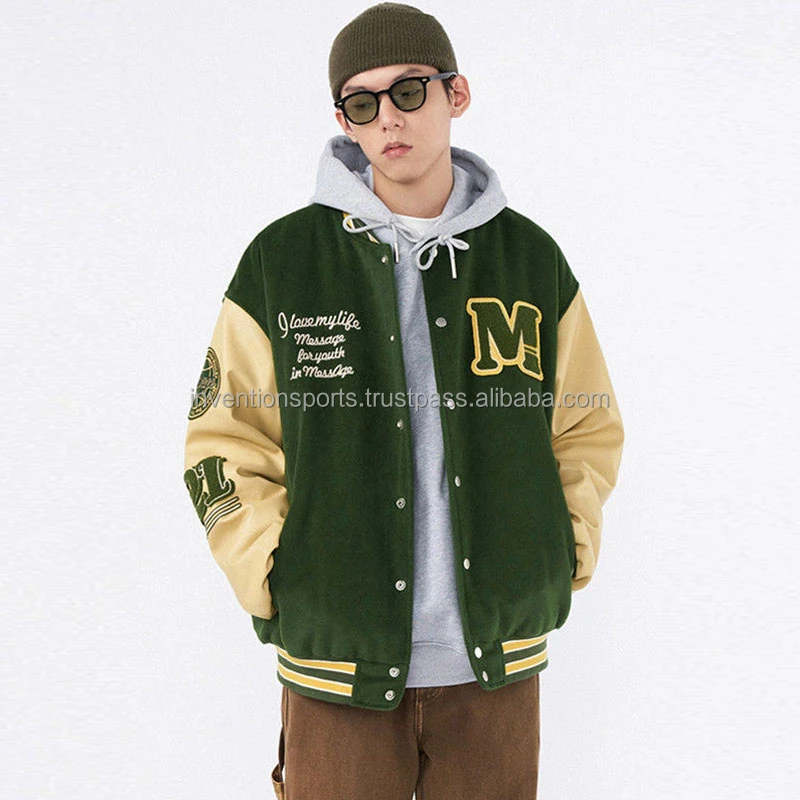 Oem Chenille Embroidery College Baseball Jacket Custom Cotton Letterman ...
