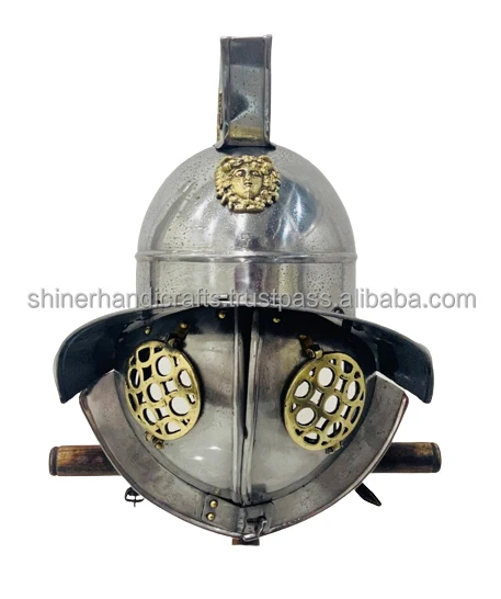 Gladiator Helmet - Murmillo Armor Roman Gladiator Helmet Silver armor ...
