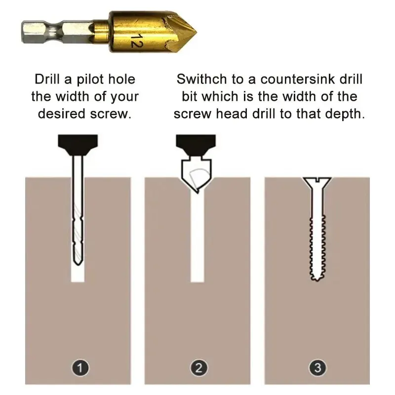 6pc Hexagonal Handle Titanium Plated Five Edge Chamfering Knife ...