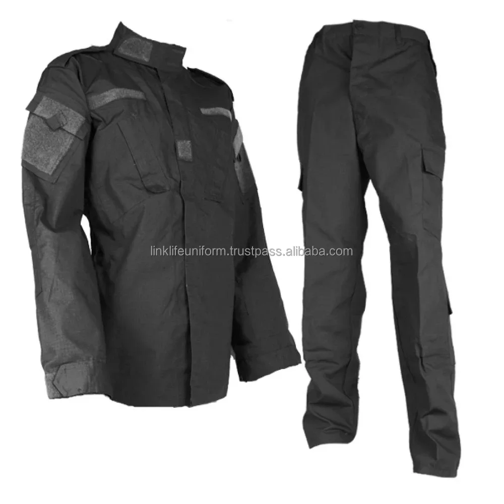 Black Tactical Uniform Combat Shirt Pants Set Men Shooting Suit Combat ...
