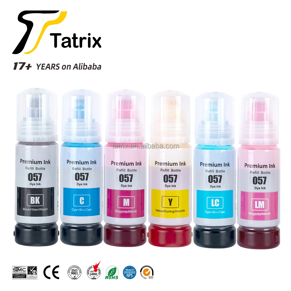 Tatrix 057 ink Compatible Color Water Based Bottle Refill Bulk Inkjet Ink 057 for Epson L8058 ...
