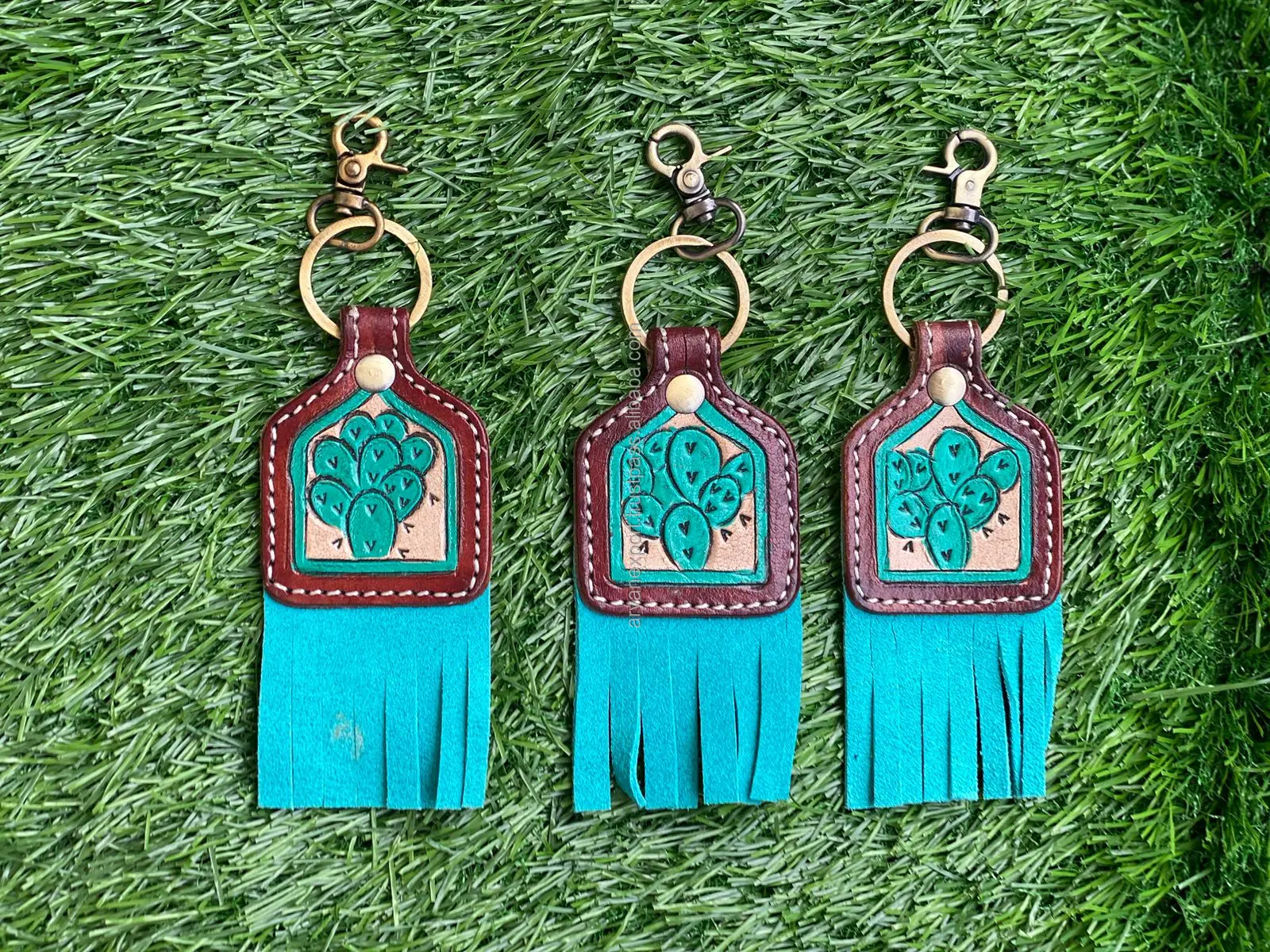 Hand Carved Tooled Leather Key Chains Cute Exotic Shape Leather Key ...