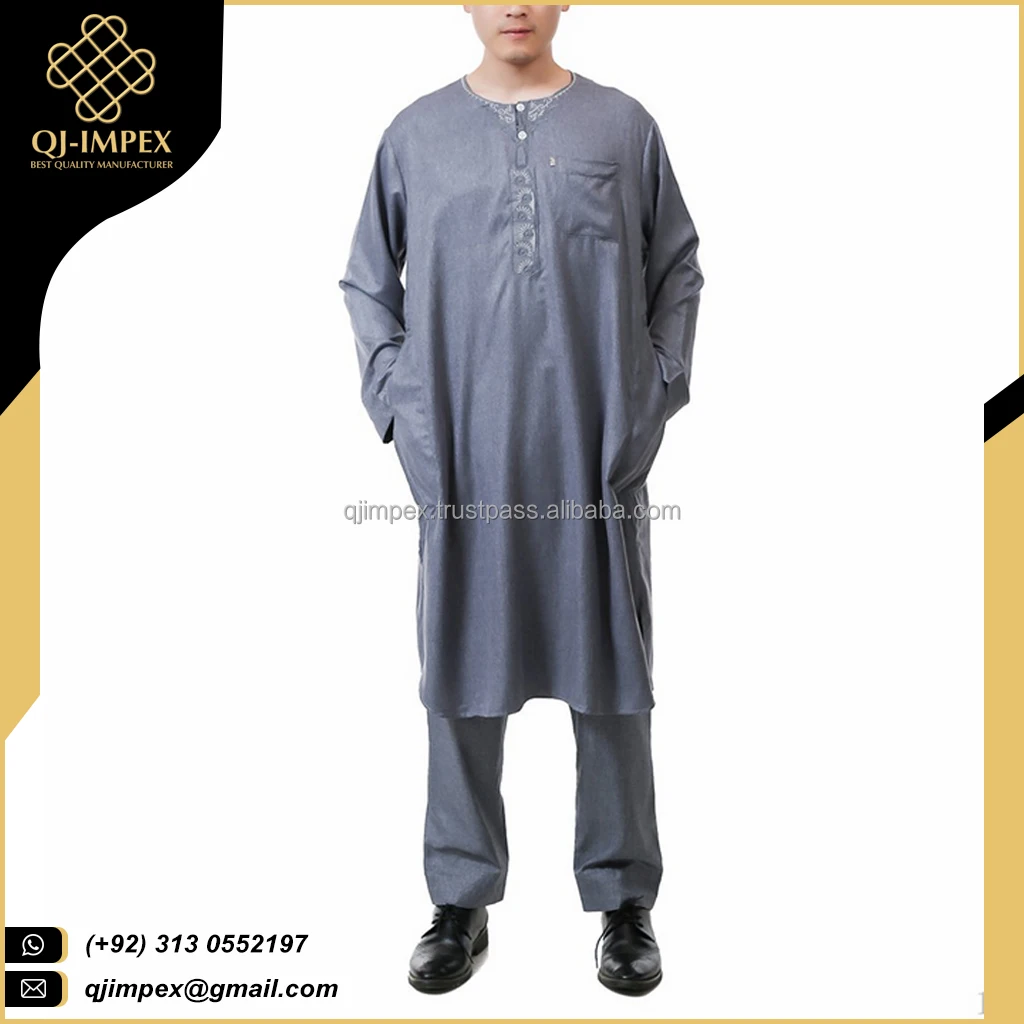 Traditional Muslim Men's Middle Eastern Arab Long Sleeve Thobe | High ...