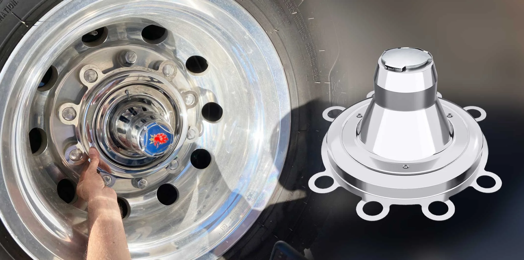 22.5" Stainless Steel Axle Cover for Scania Wheel Hubcaps - Polished ...