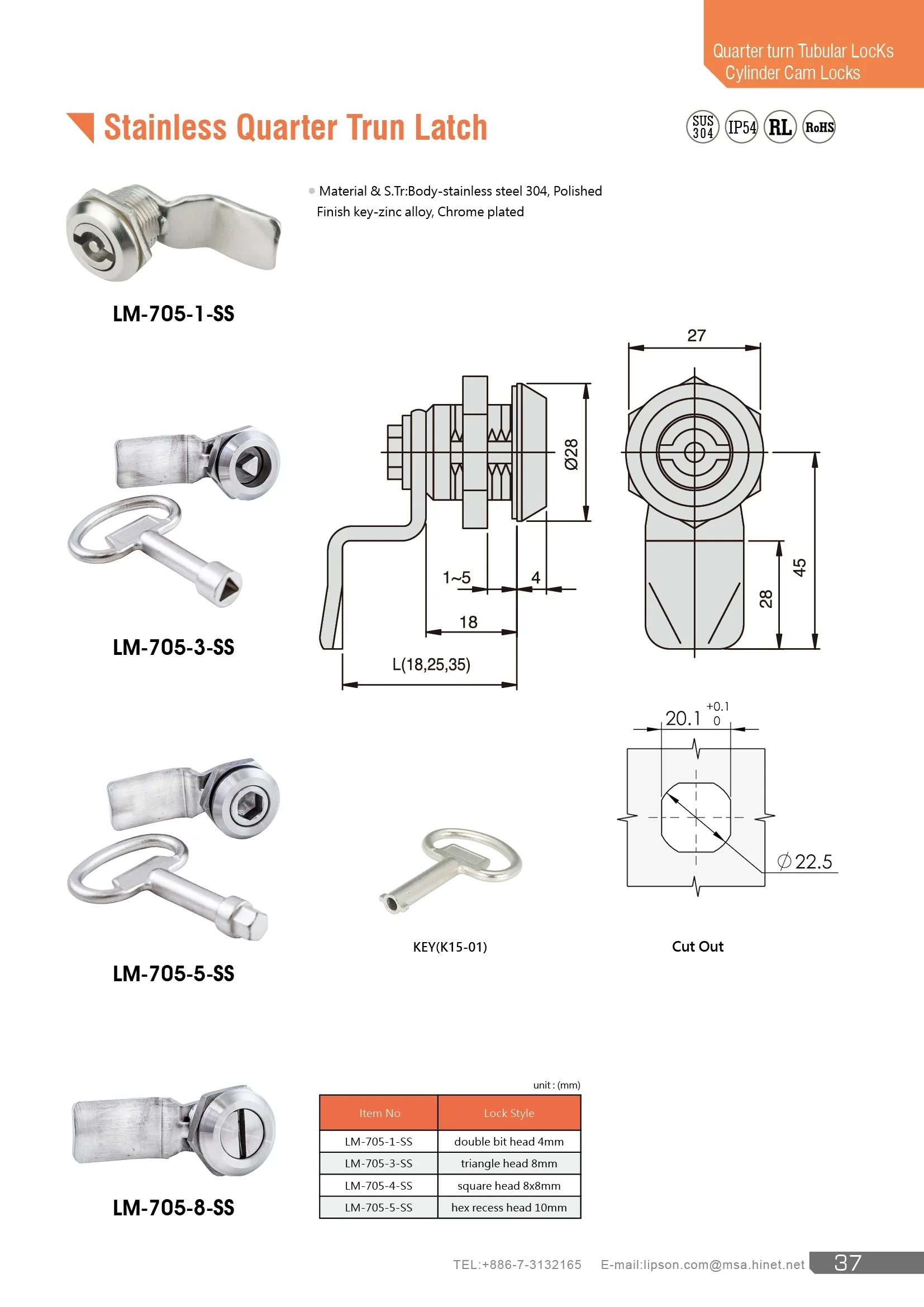Quarter Turn Camlock Latch With Cylinder Lock & Key - Buy Quarter Turn ...