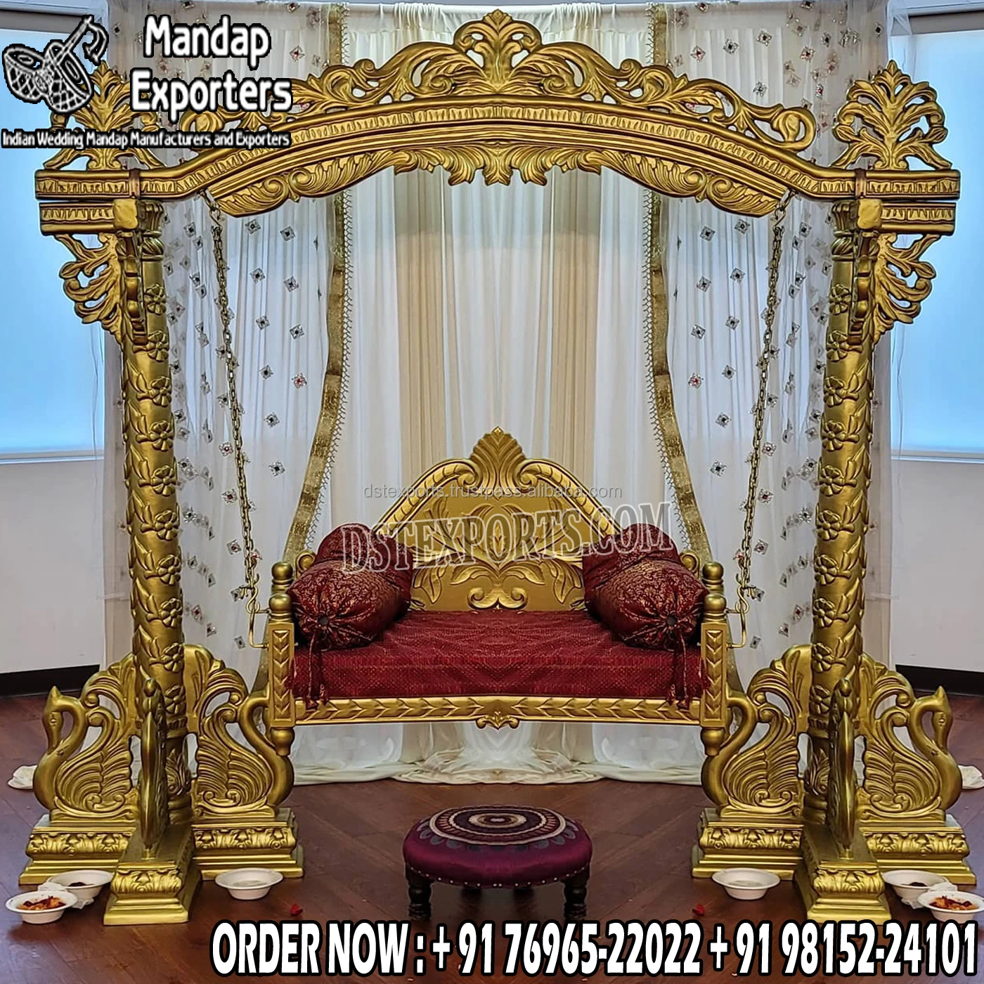 Peacock Design Golden Swing for Puberty Ceremony - DSTEXPORTS