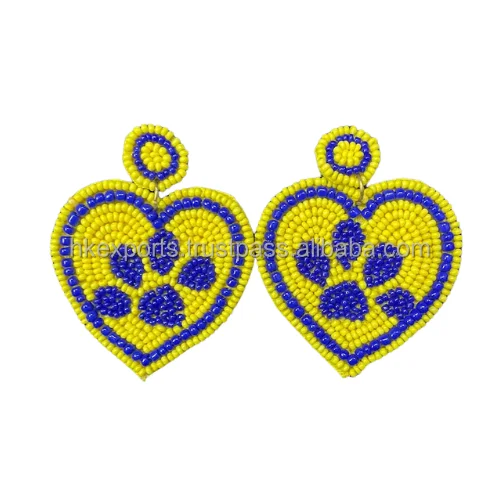 Lsu Tiger Paw Print Seed Bead Earrings - Purple & Yellow Handcrafted ...