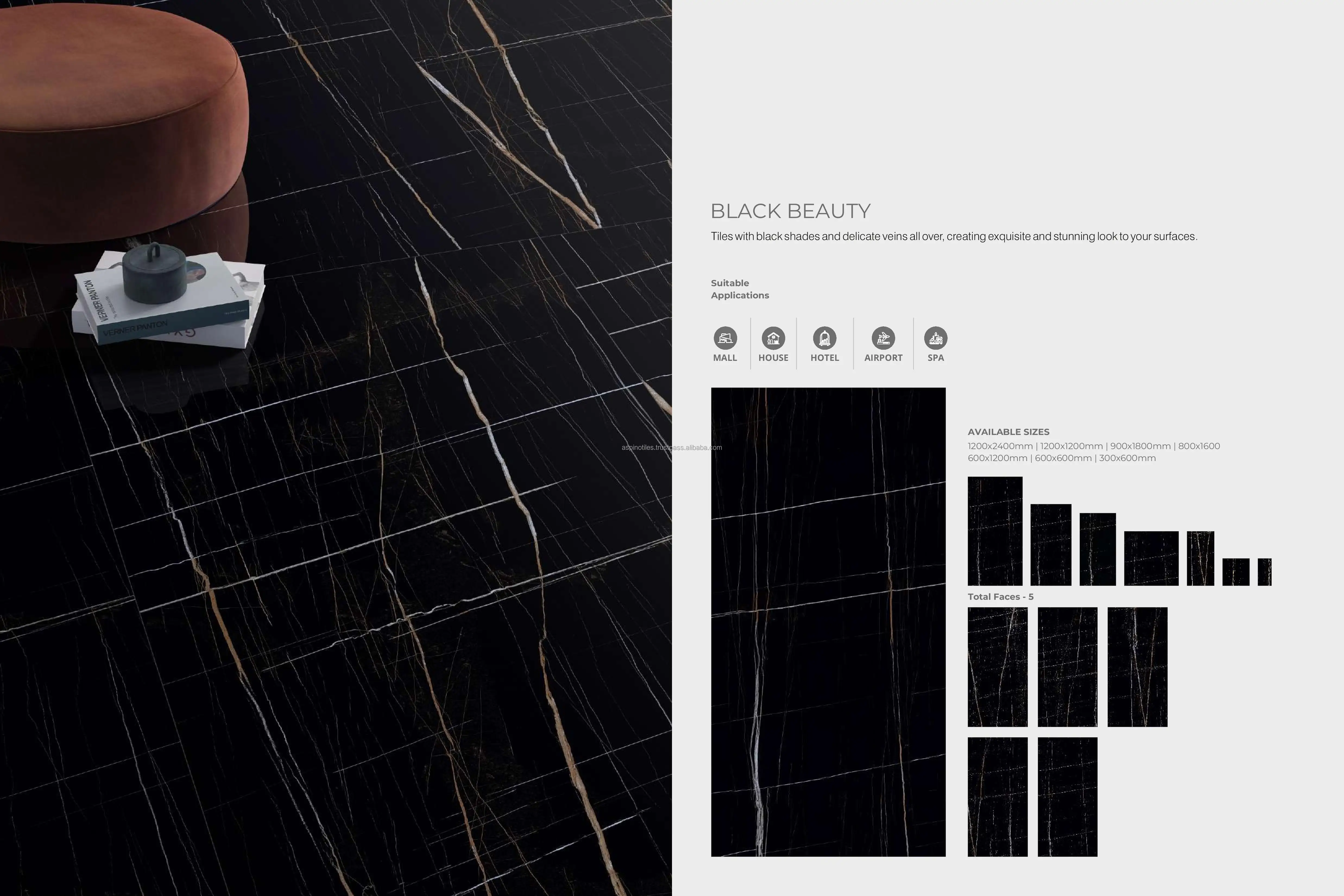 48x96 Large Size Tiles for Floor - Porcelain with Marble Texture