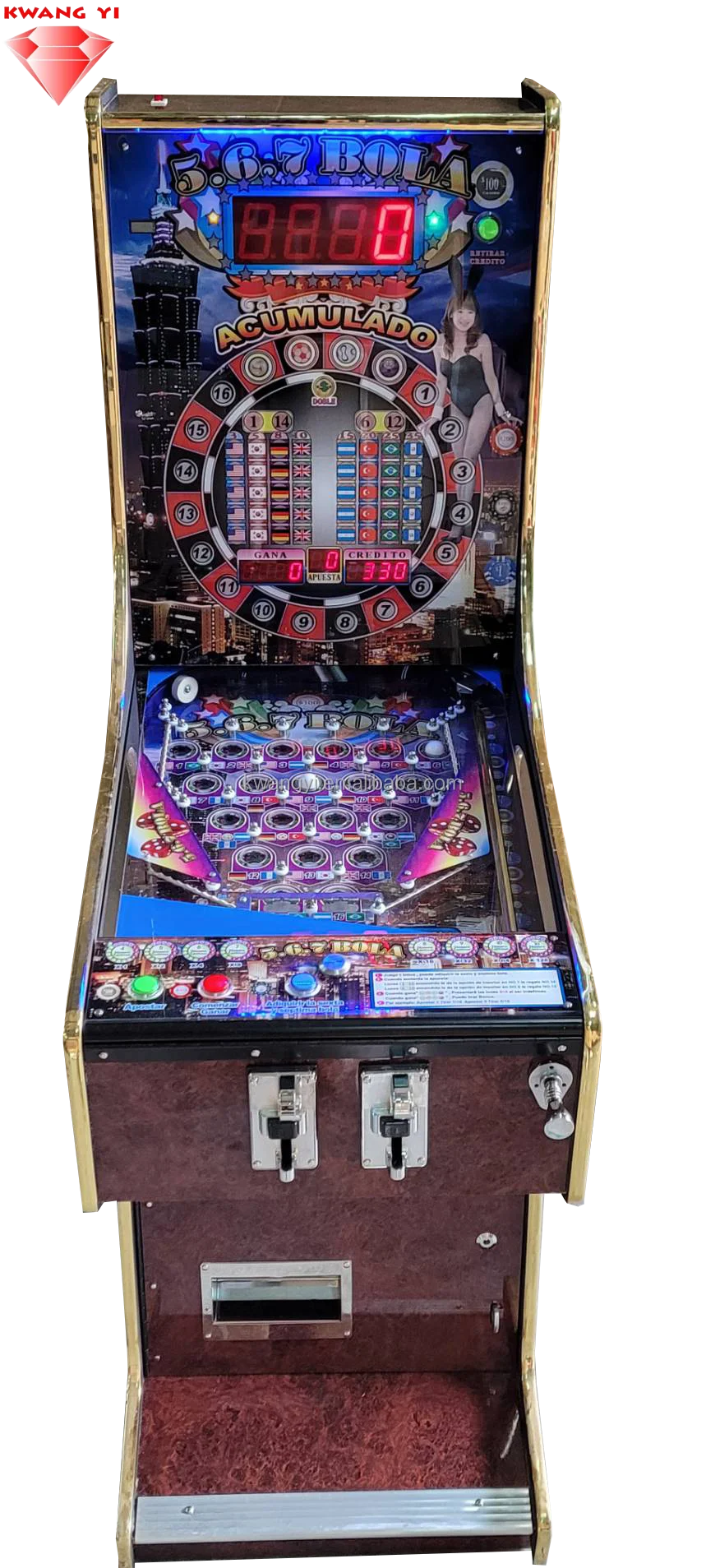 Kwang Yi Coin Operated Mechanical Pinball Machine Entertainment Indoor ...