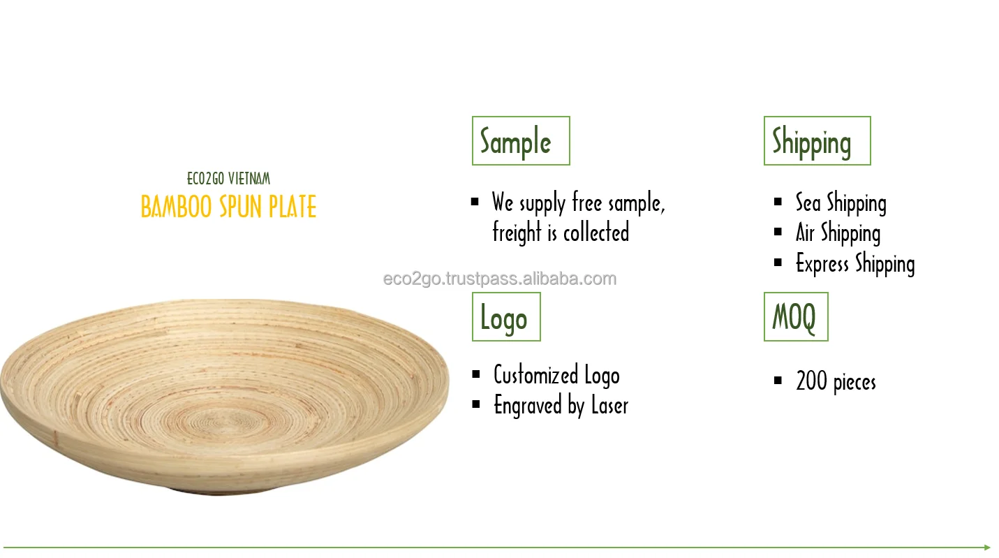 Biodegradable And Sustainable Natural Spun Bamboo Plate Laser Logo By ...
