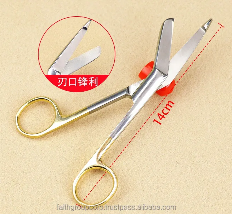 Stainless Steel Gauze Bandage Scissors Gold Handle Dressing Surgical ...