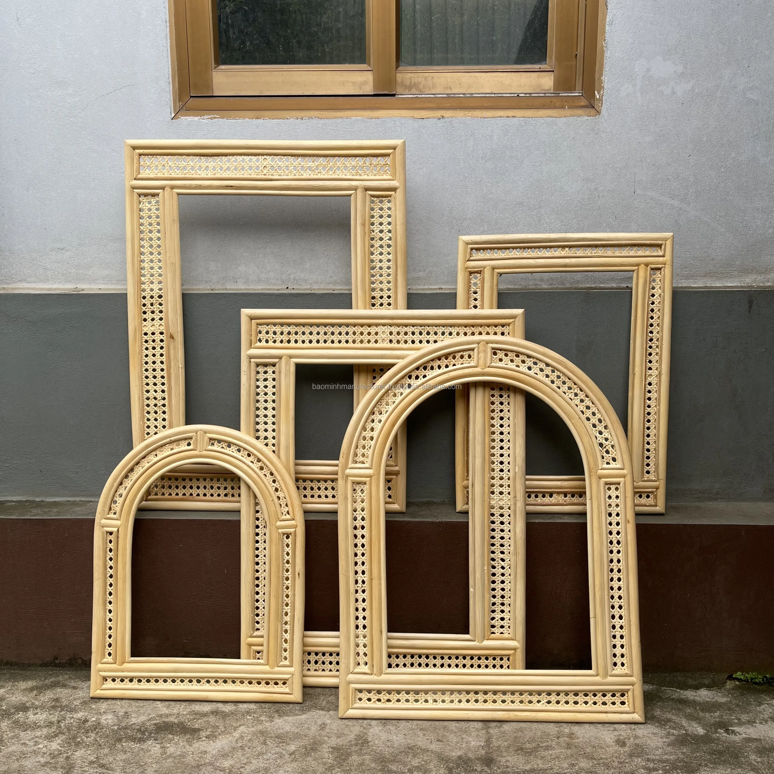 Woven Rattan Cane Webbing Rectangular Picture Frame Mirror Frame ...