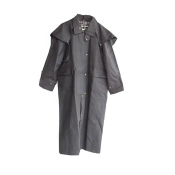 Oilskin Waxy Fabric Long Coat With Cotton Lining/ Customized Oilskin ...