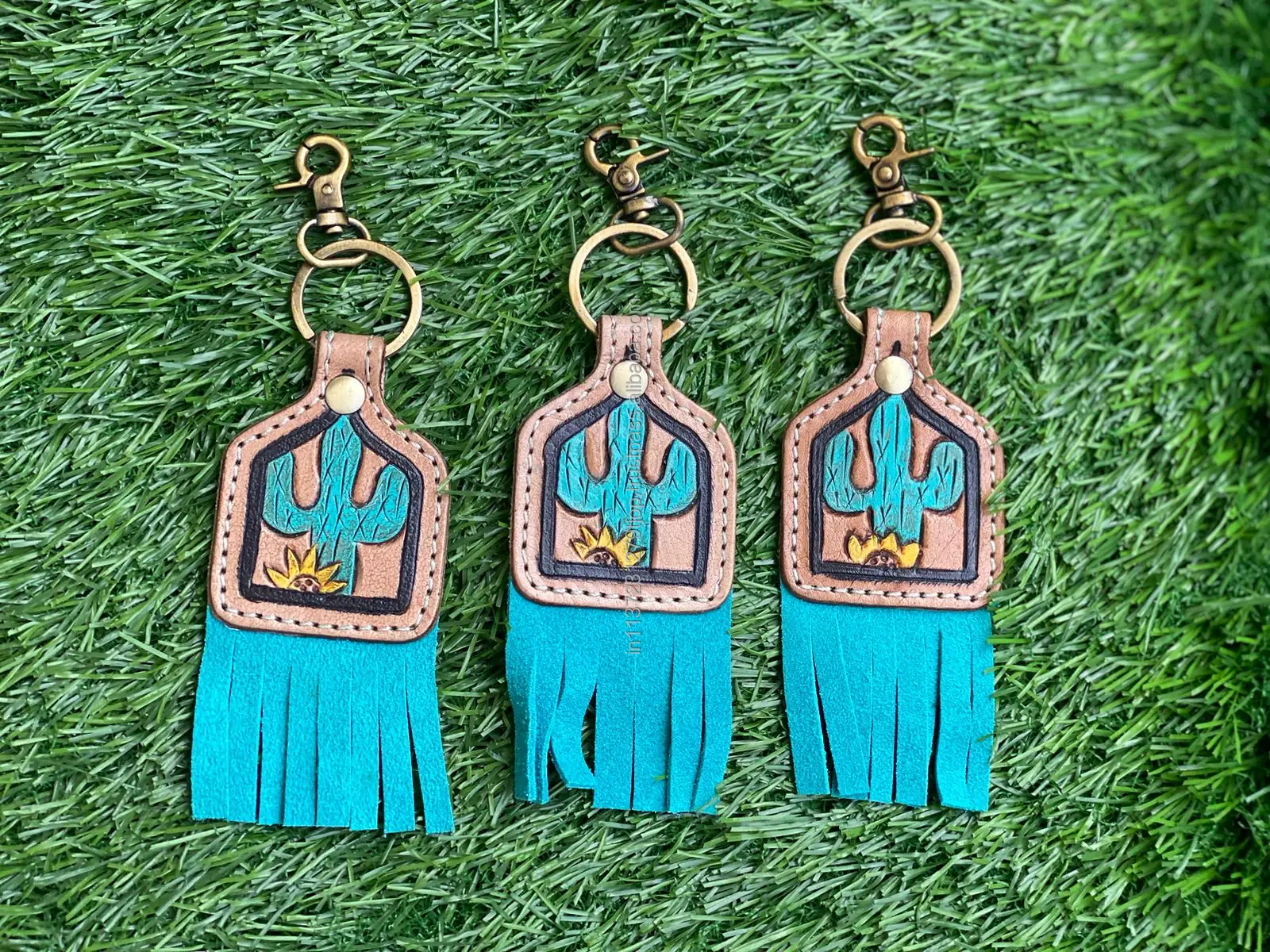 Hand Carved Tooled Leather Key Chains Cute Exotic Shape Leather Key ...