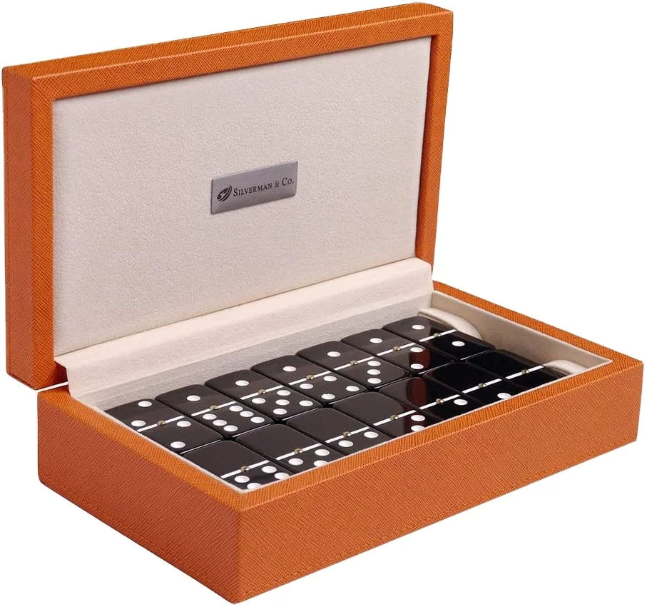 Luxury Resin Double 6 Large Black Domino Set Dominoes Board Game Multi ...