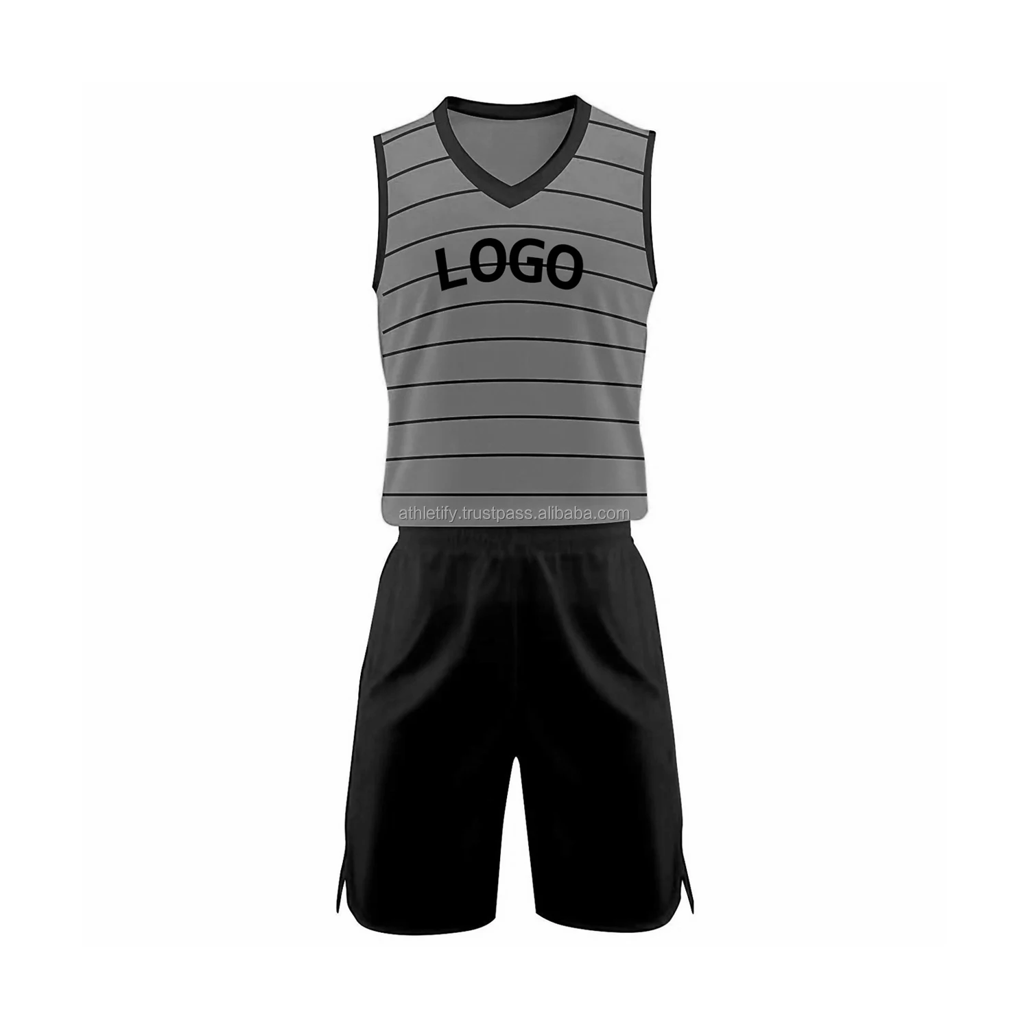 Striped Sublimated Basketball Uniform Set Custom Design With Player ...