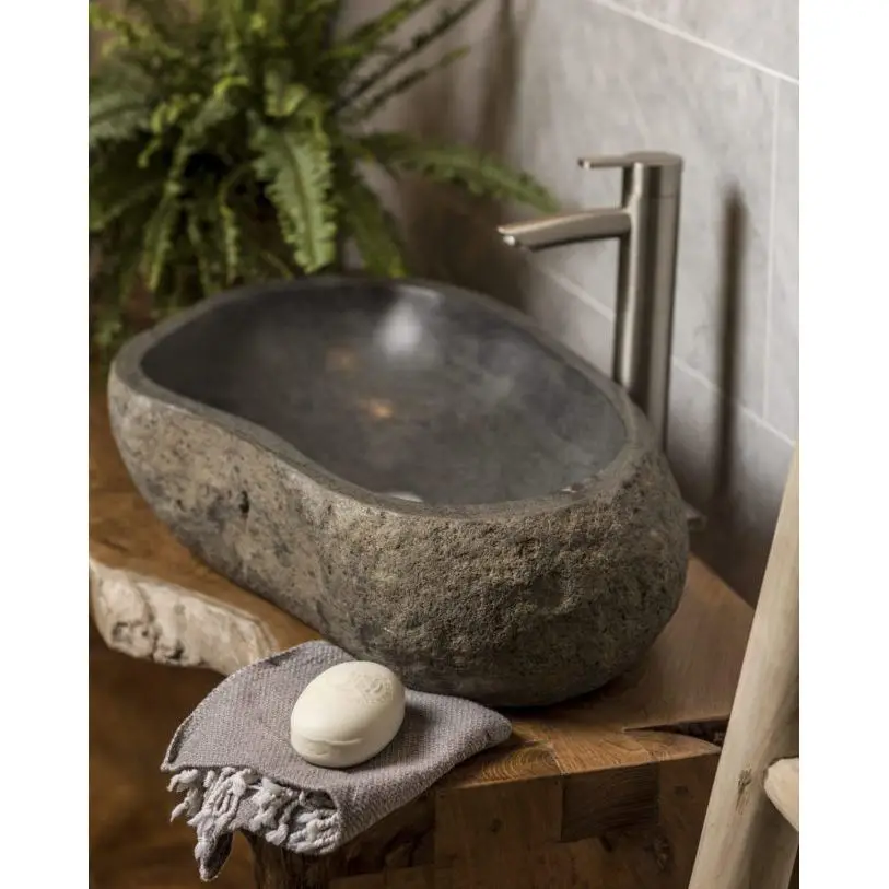 Bali-Inspired Natural River Rock Basin Stone Sink by Zeolite Model ...