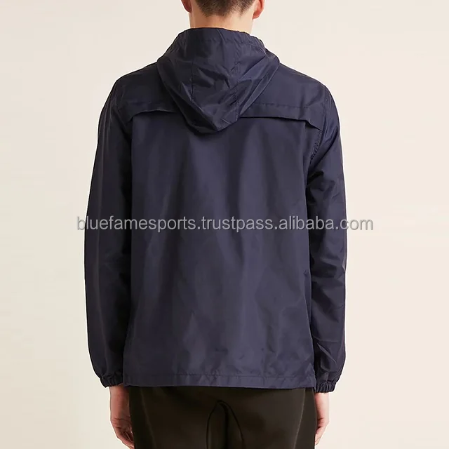 Wholesale Blank Custom Pullover Windbreaker Jacket Men's Hoodies Side-zip With Pockets Rain Coat ...