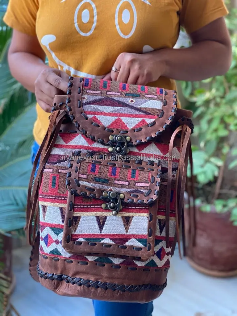 Shop Our Collection of Vintage Handmade Jacquard Leather Tassel Backpacks