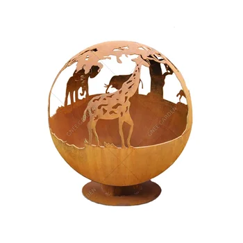 Corten Steel World Map Round Fire Ball Wood - Buy Buy Iron Outdoor Fire ...