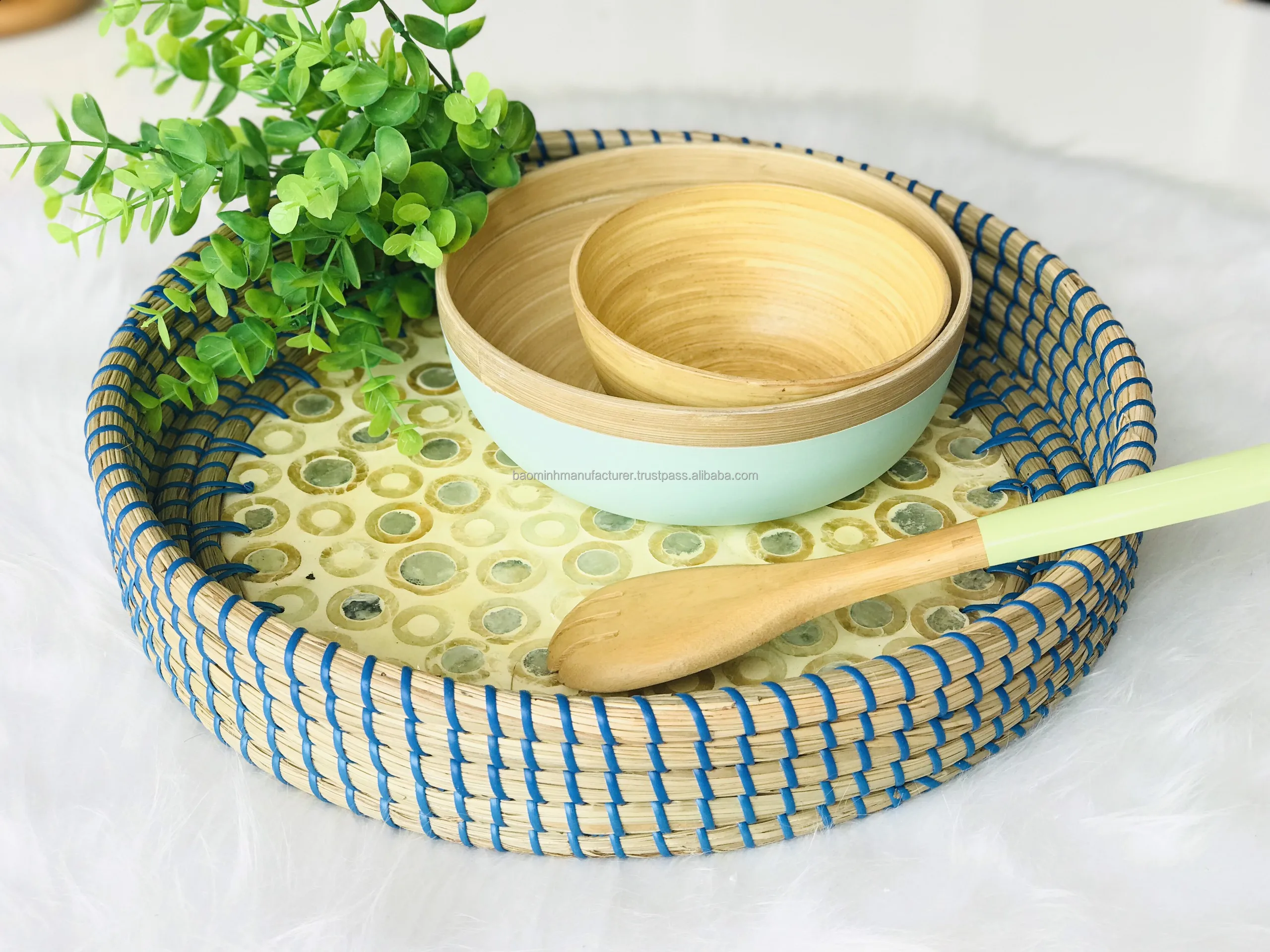 Rattan Ottoman Plate, Ceramic Wicker Trays, Rustic Dinnerware Sets From ...