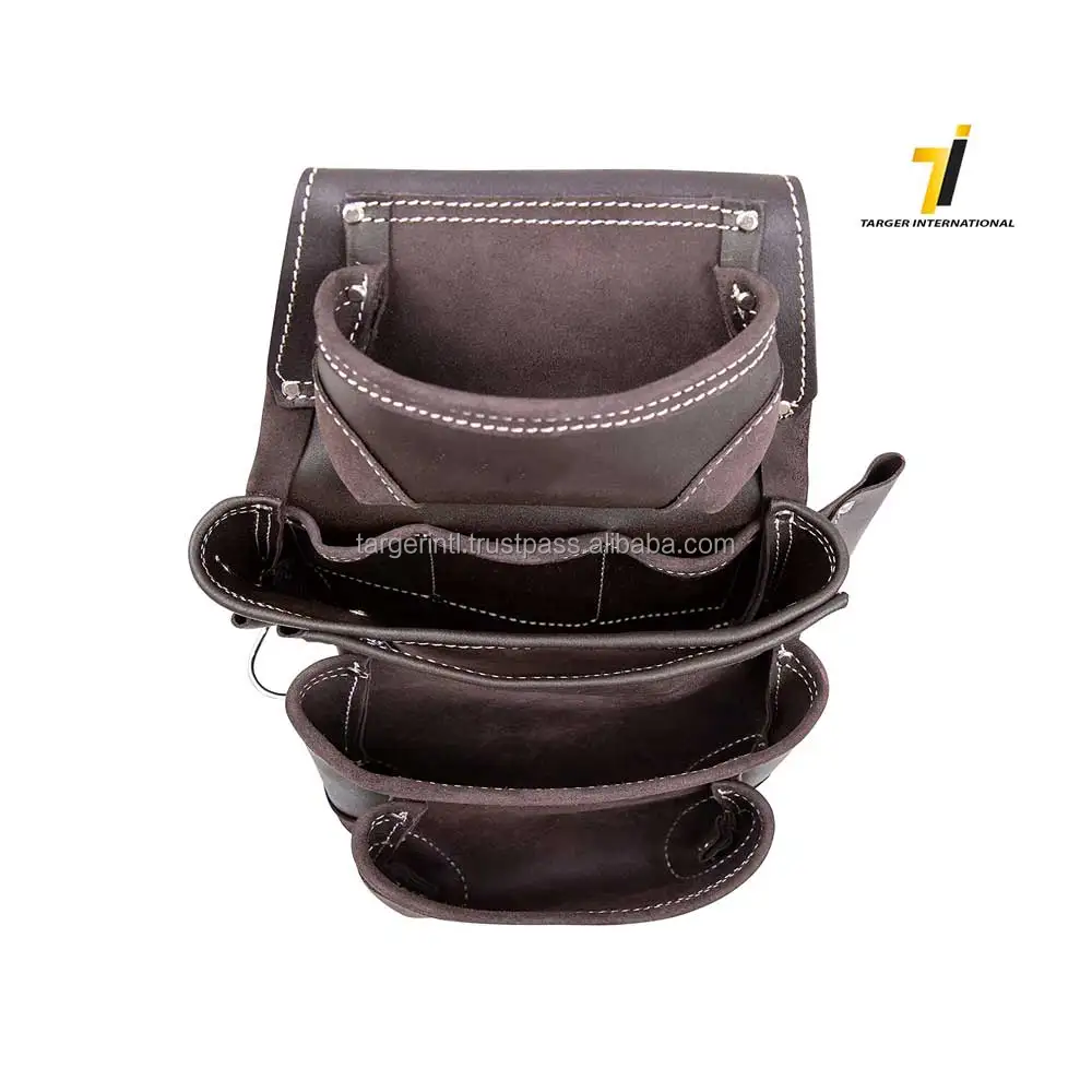 Leather Tool Belt Pouch Double Pocket Organizer For Tools And For Large ...