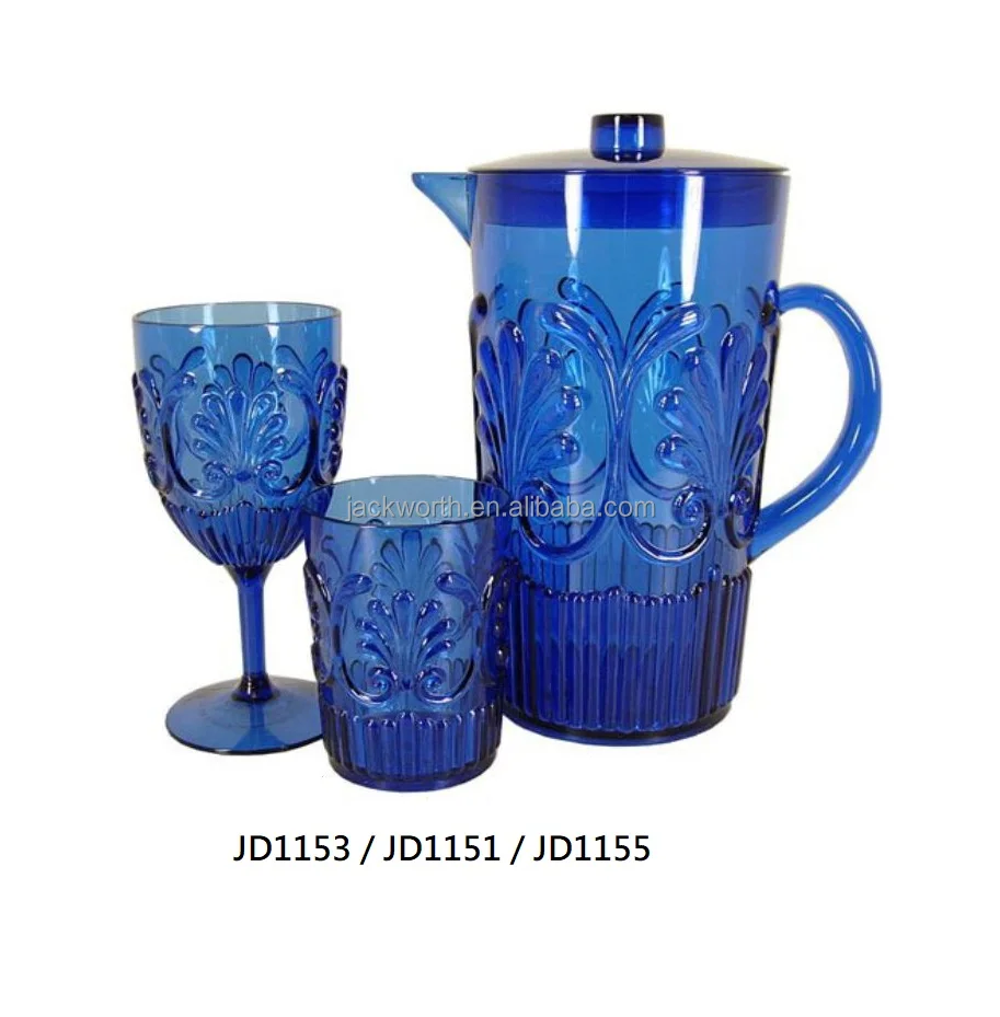 Embossed Acrylic Pitcher Tumbler and Salad Bowl Set