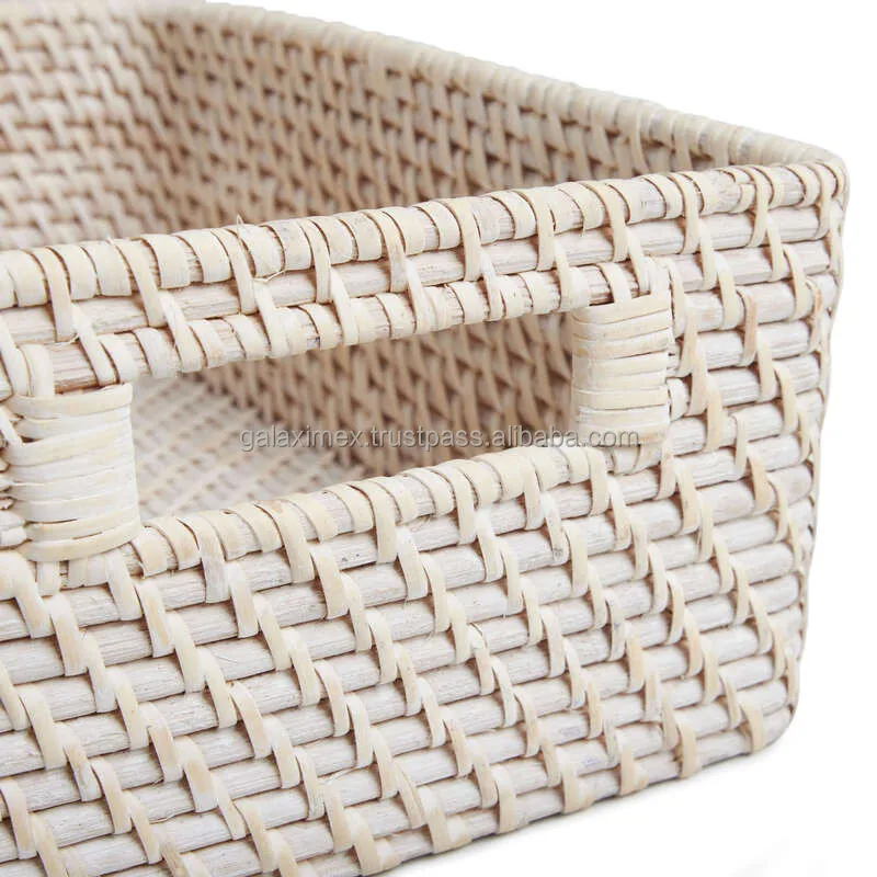 Whitewash Rattan Collection For Bathroom Accessories Storage Baskets ...
