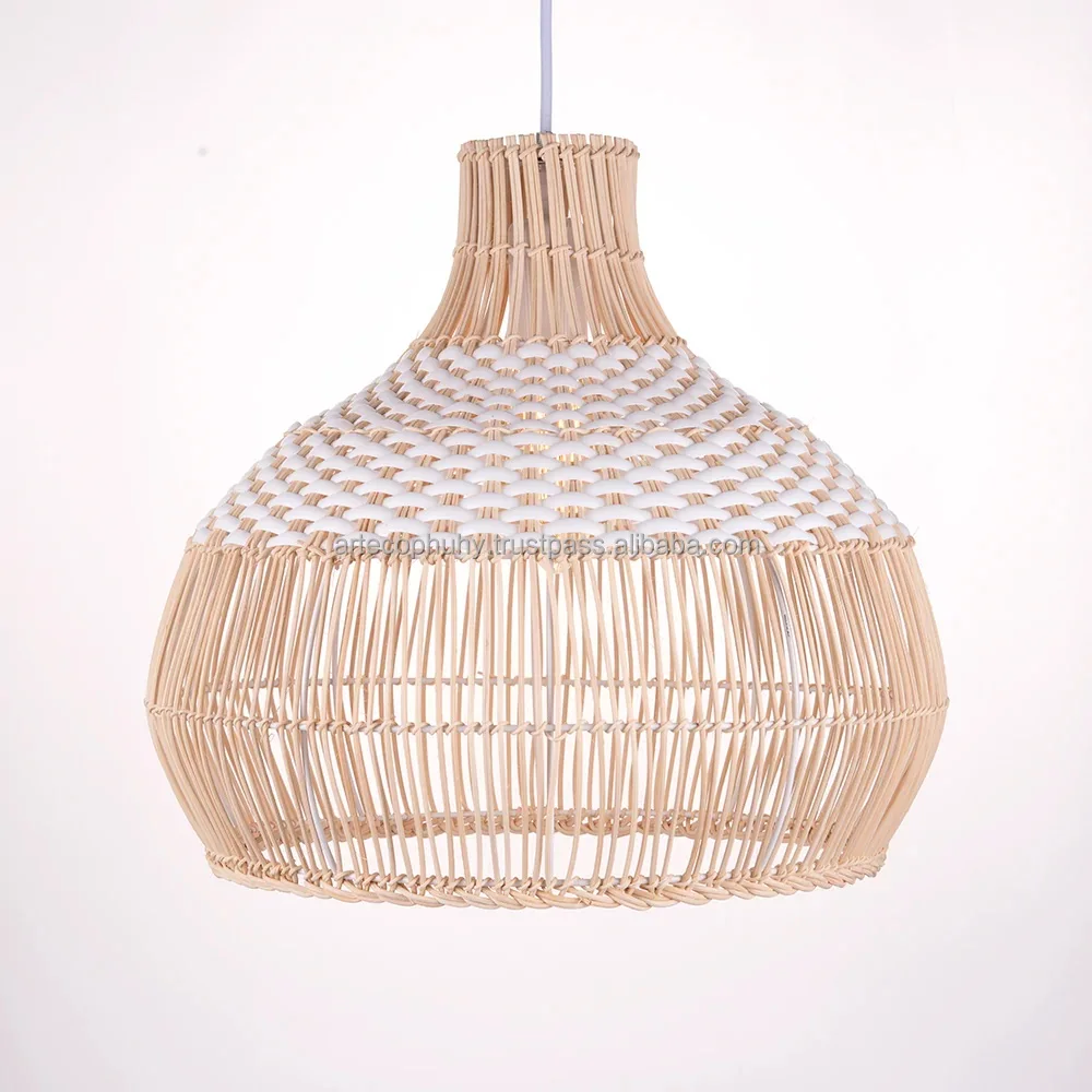 Coastal Elegant White Natural Minimalistic Rattan Lampshade Frames ...