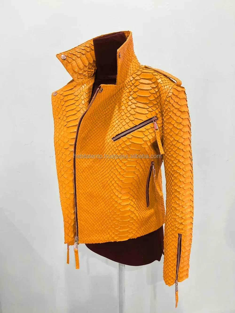 Women Snake Fashion Jacket Python Bomber Leather Jacket Exotic Snake ...