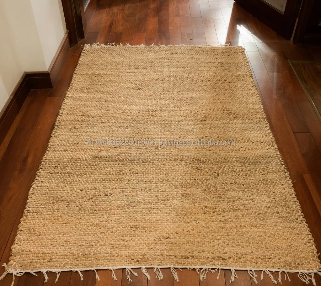 Modern Natural Handwoven Seagrass Area Rug Vintage Checkered Straw ...
