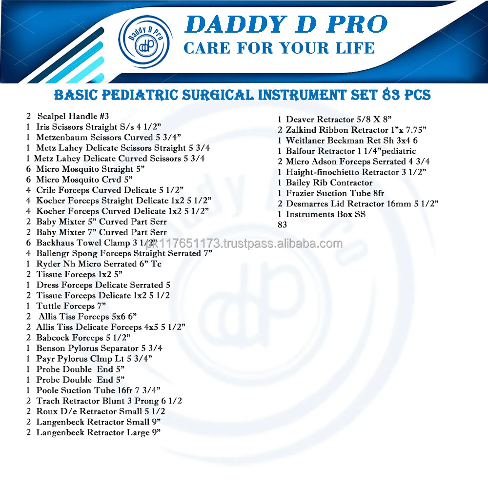 2022 Products Basic Pediatric Instruments Set Of 83 Pieces Stainless ...