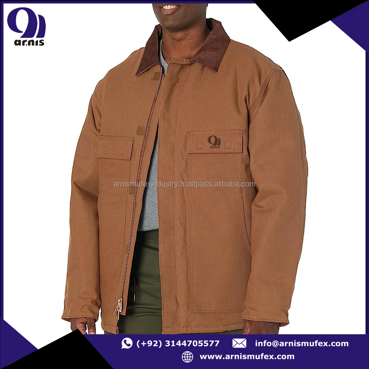 Wholesale 100% Cotton Men Mechanic Jackets - Flame Resistant