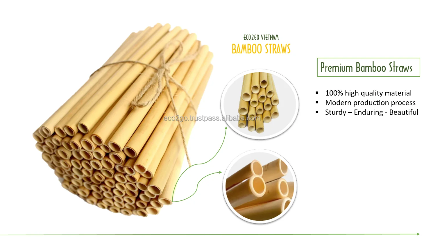 Eco-friendly Bamboo Straws by Eco2go Vietnam - Customizable
