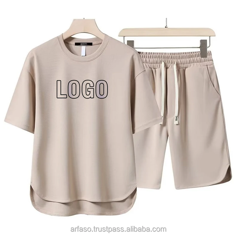 Custom Design 100% Cotton Casual Men T-shirt And Shorts 2 Pieces Sweat ...