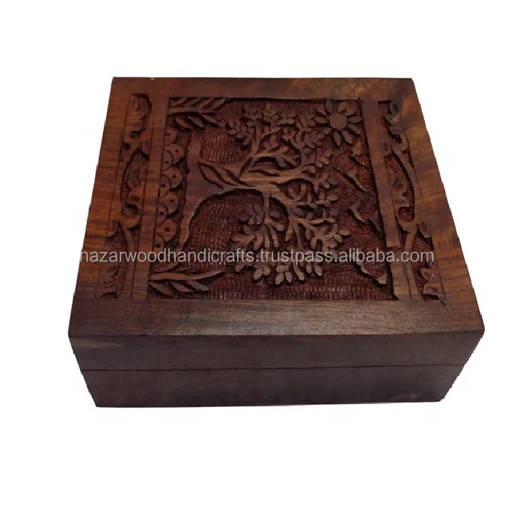 WOODEN LARGE HAND CARVED WOODEN BOX AND BEAUTIFUL CARVED FINE BOX ITEM ...