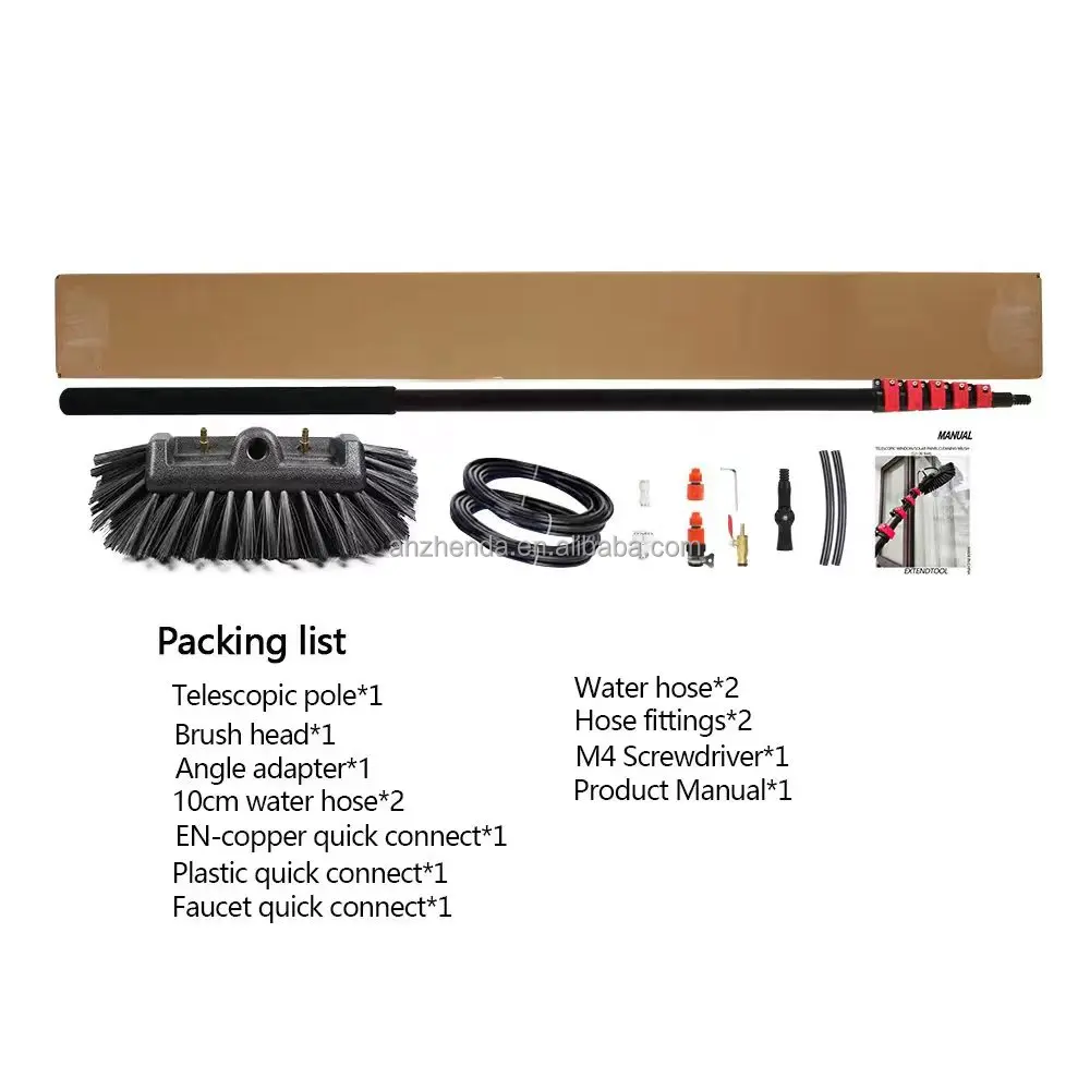 Zhenda Factory 5 Sides Brush Head 6Meter Window and Solar Panel Water ...