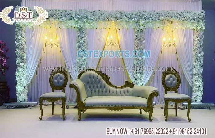 Nikah Stage Italian Style Sofa Set Asian Wedding Gold Look Sofa Set For Stage Indian Wedding ...
