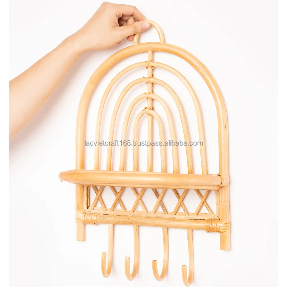 Handcrafted Woven Natural Rattan Shelf Wall Hanging Home Decoration ...