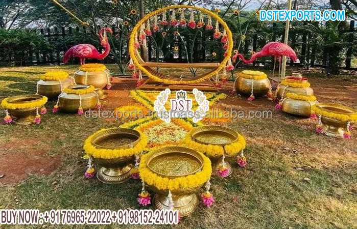 Traditional South Indian Haldi Ceremony Decoration Indian Wedding Haldi ...