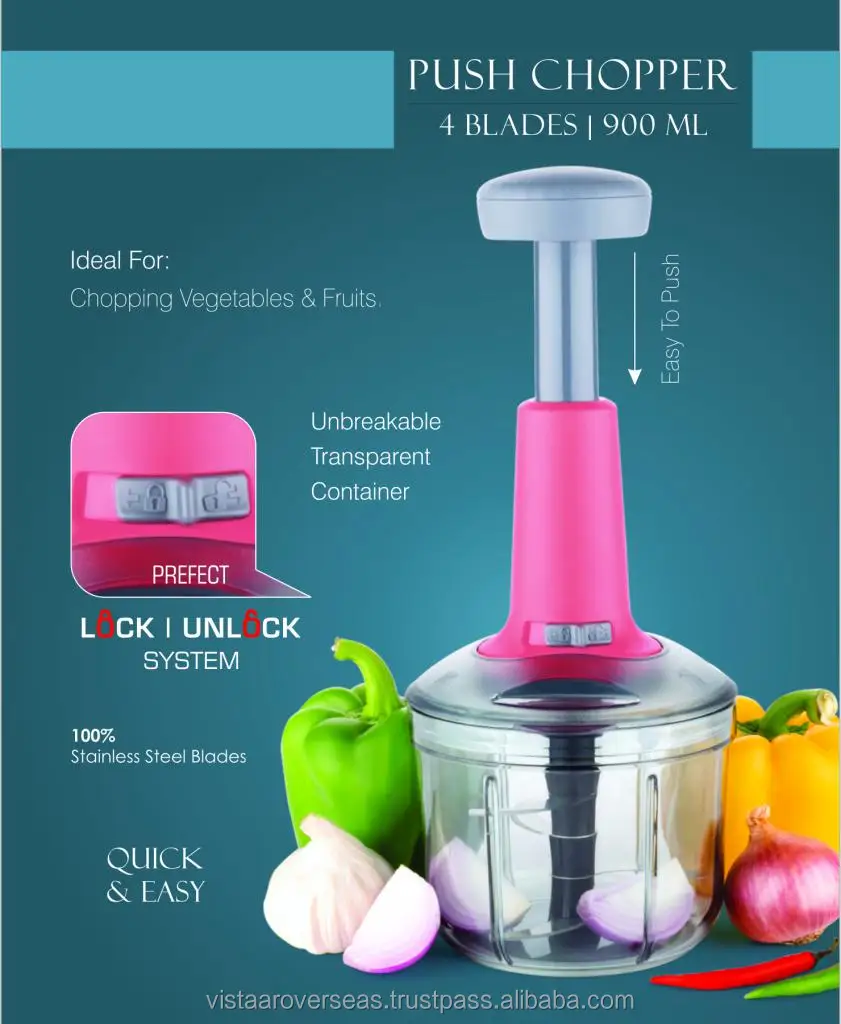 Vistaar Kitchenware Vegetable Push Chopper Manual Food Slap Press Chopper For Vegetables Onions ...