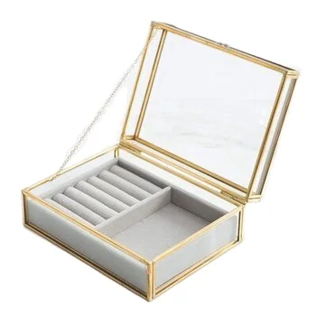 Clear Glass Jewelry Box With Removable Velvet Tray - Jewelry Case With ...