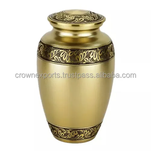Handmade Decorative Brass Dome Top Memorial Standard Cremation Pot For ...