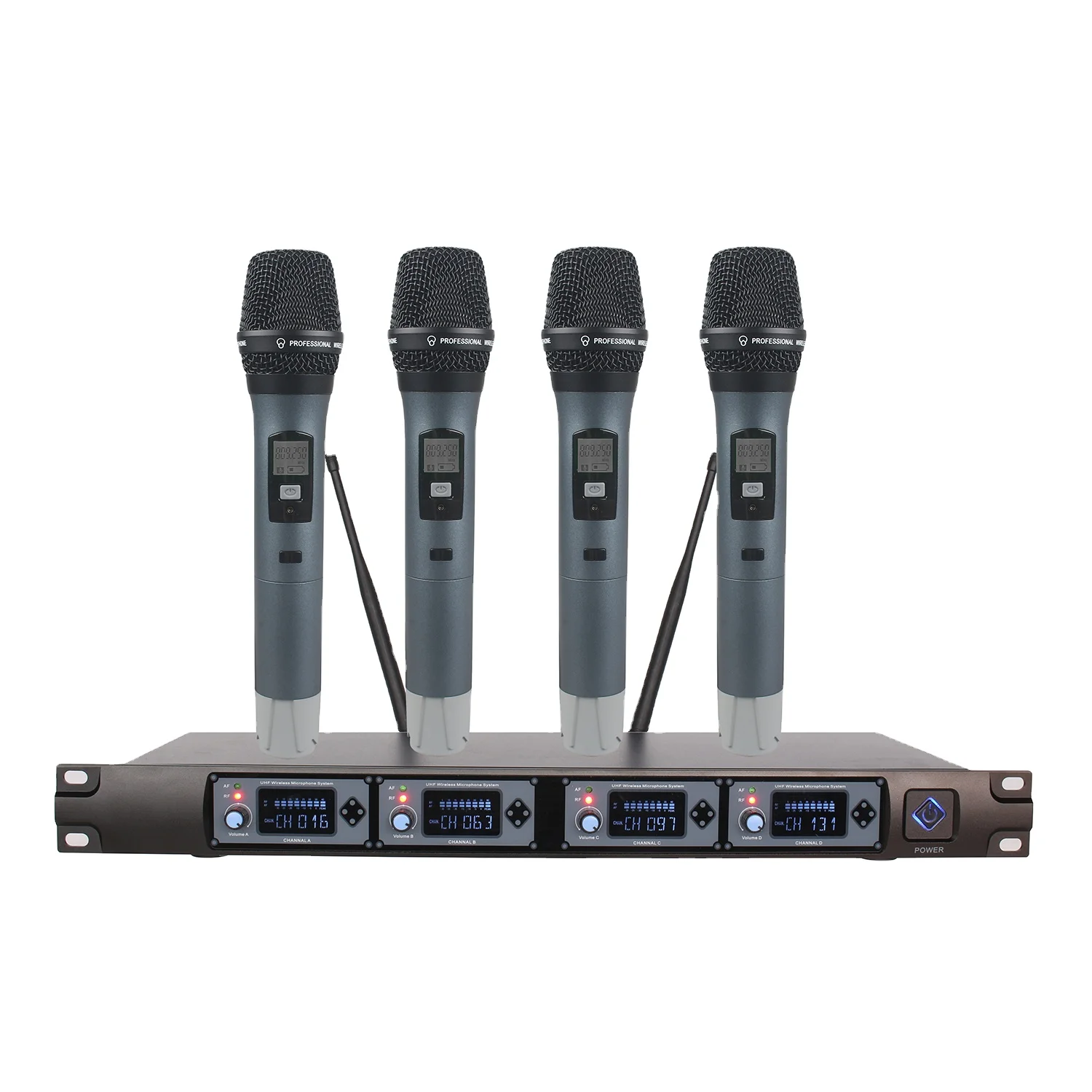 Wireless Microphone Handheld Dual Channels UHF Fixed Frequency Dynamic ...