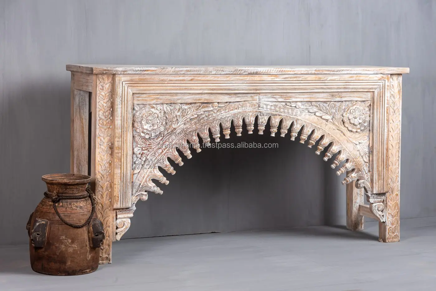 Handmade Indian Console Table - Rustic Finish & Natural Wood