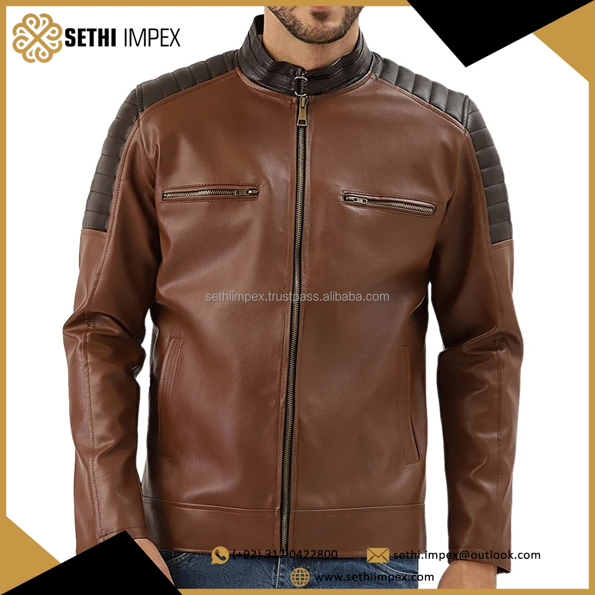 Men's Original Lambskin Leather Jacket Slim Fit Racing Biker Rider ...