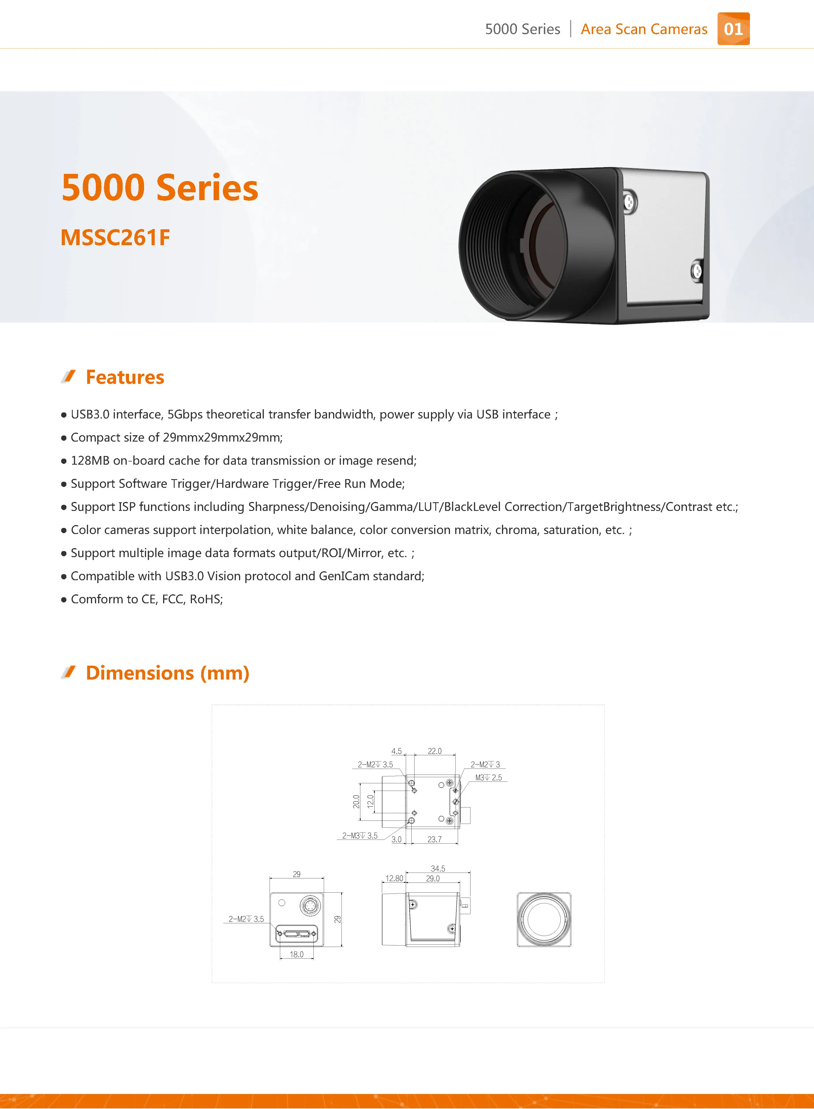Area Scan Camera Usb3.0 Interface 5gbps Theoretical Transfer Bandwidth ...