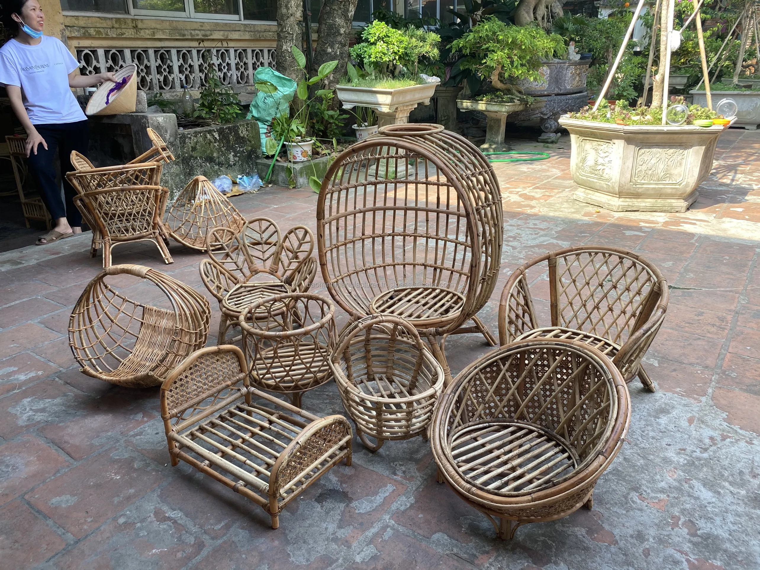 Vintage Flower Peacock Wicker Rattan Baby Props by Bao Minh