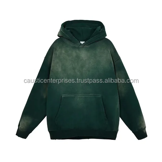 Accept Custom Logo Oversized Distressed Acid Washed Terry Hoodie Raw ...