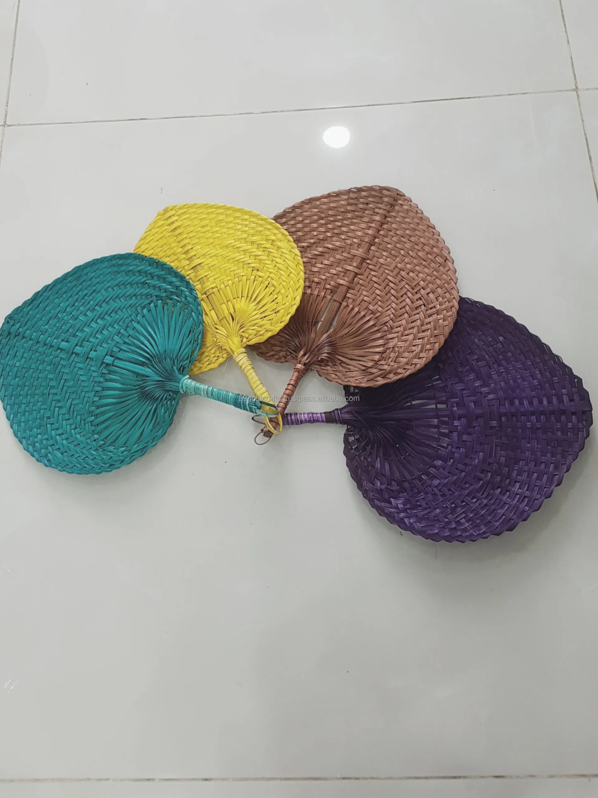 Vietnam Traditional Natural Bamboo Raffia Hand Fans/ Seagrass Fan For ...